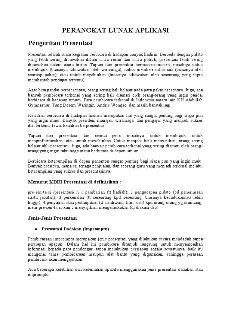 Perangkat Lunak Aplikasi | PDF