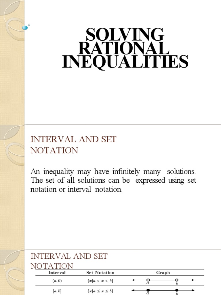 Solving Rational Inequalities | PDF | Inequality (Mathematics) | Infinity