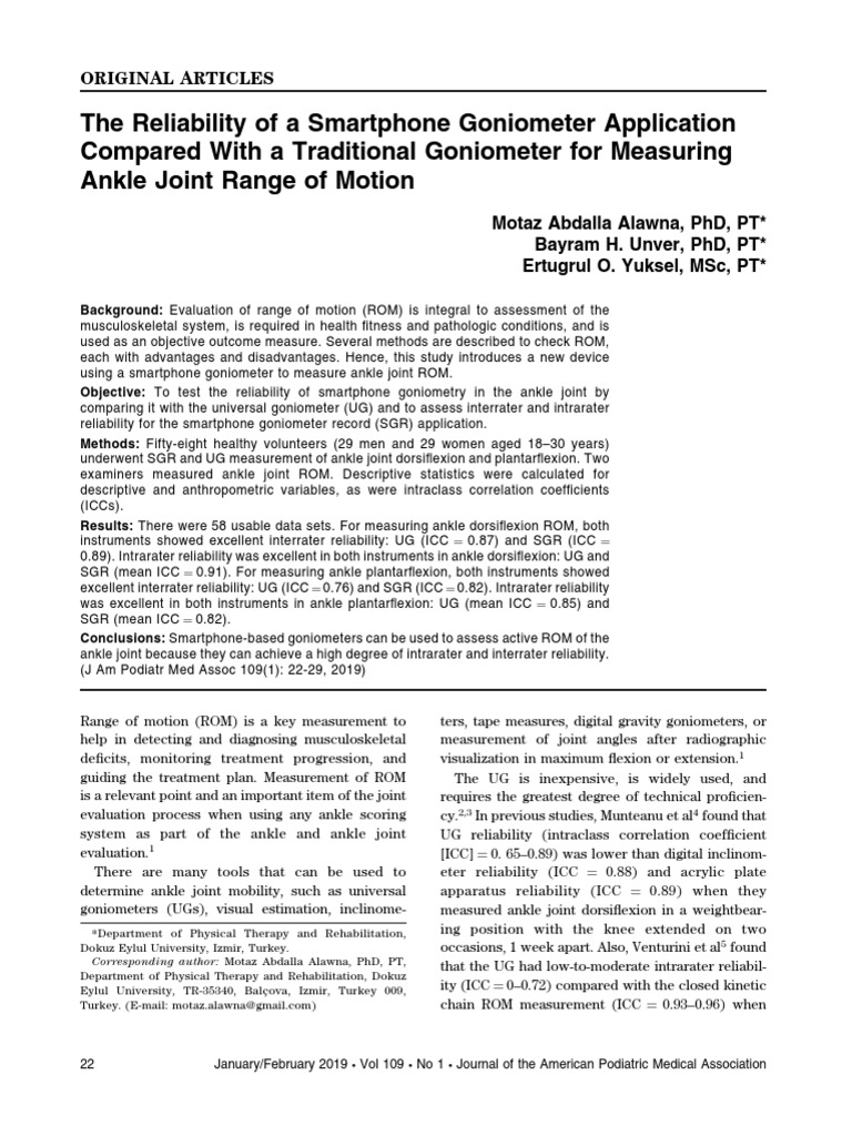 The Reliability of A Smartphone Goniometer Application Compared With A ...