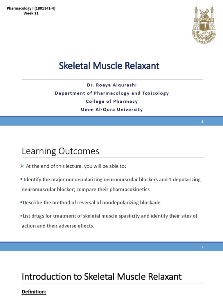 L9 Skeletal Muscle Relaxants & Local Anesthetics | PDF | Anesthesia ...