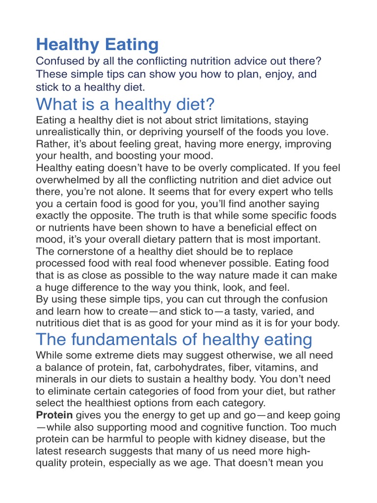 What Is A Healthy Diet? | PDF | Diet (Nutrition) | Diet & Nutrition