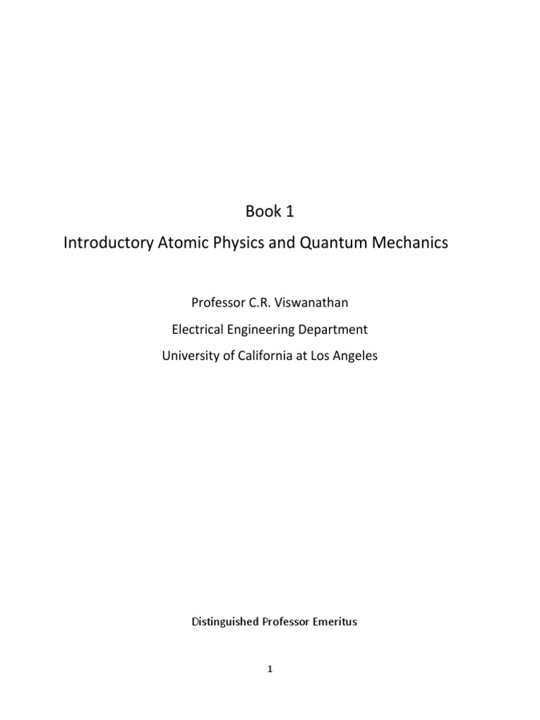 Book 1 Introductory Atomic Physics and Quantum Mechanics | PDF ...