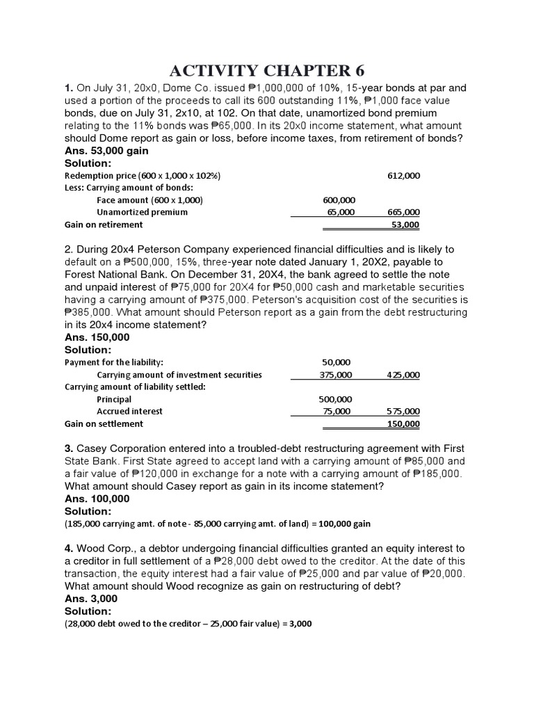 Activity Chapter 6 | PDF | Debt | Bonds (Finance)