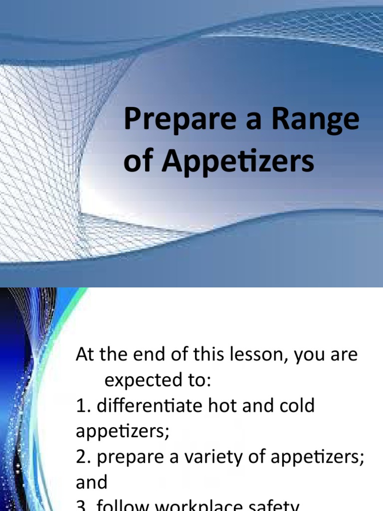 LESSON 10 (Prepare Range of Appetizers) WITH VIDEOS | PDF | Hors D ...