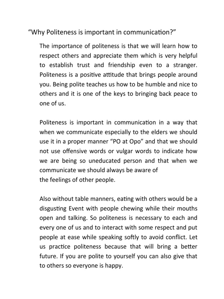 Why Politeness Is Important? | PDF