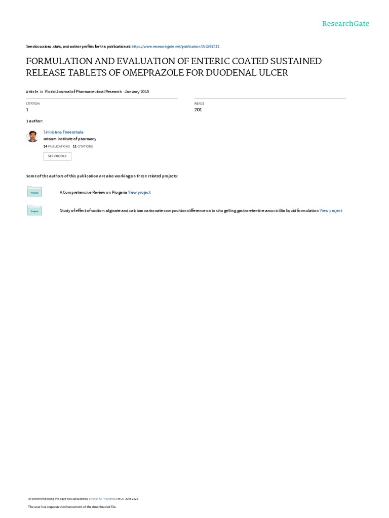 Formulation and Evaluation of Enteric Coated | PDF | Tablet (Pharmacy ...