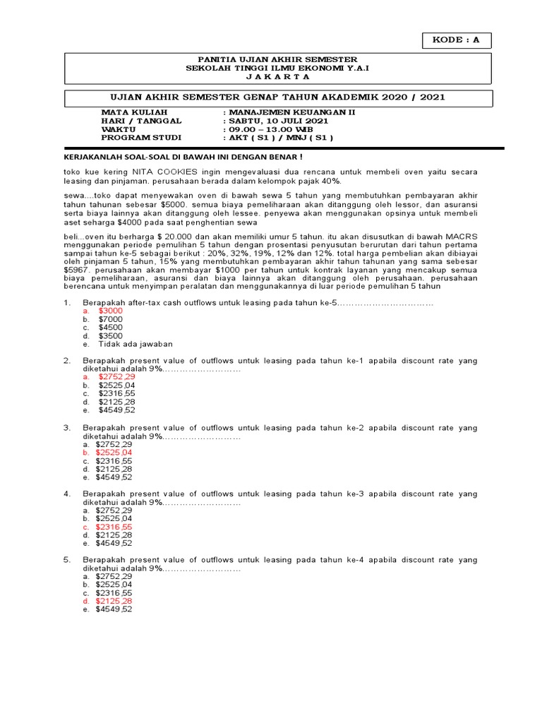 Soal UAS MK II | PDF