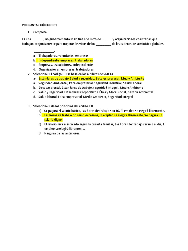 Preguntas Código Eti | PDF