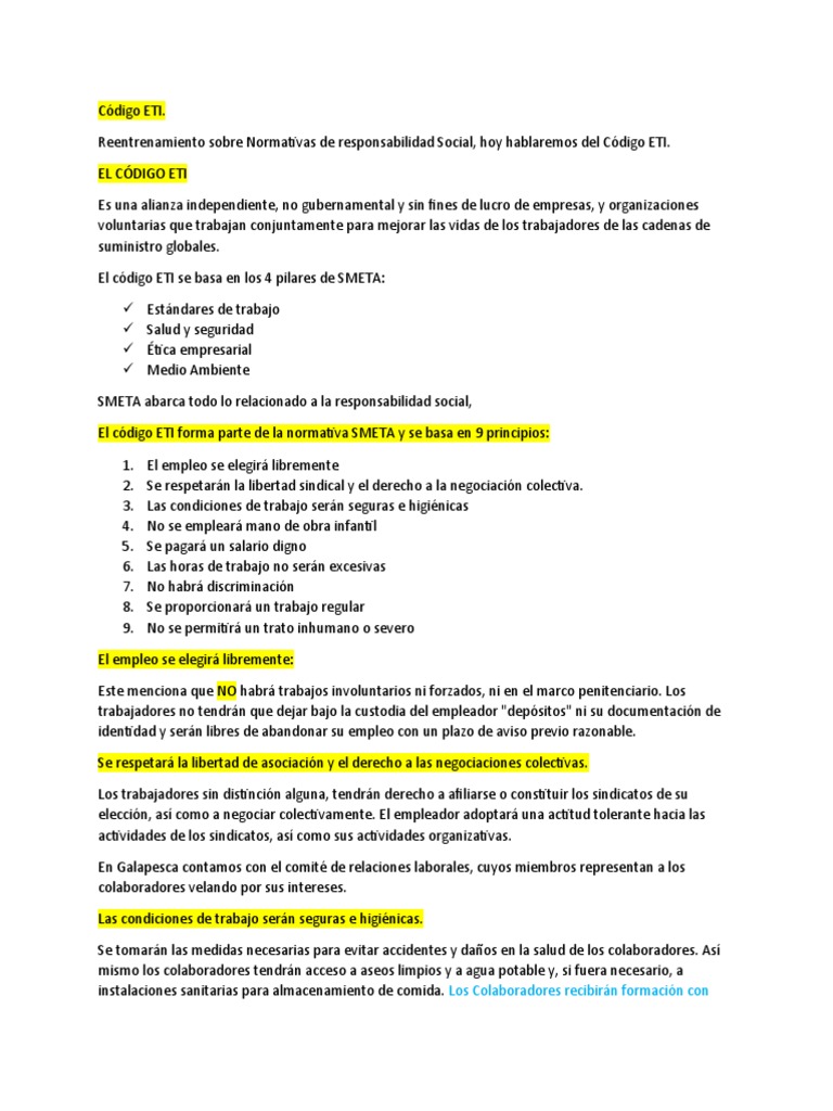 Código ETI | PDF | Sindicato | Salario