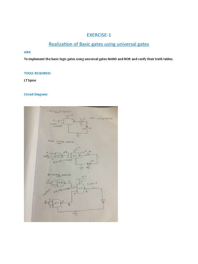 DLD EXE-1 - Realization of Basic Gates Using Universal Gates | PDF