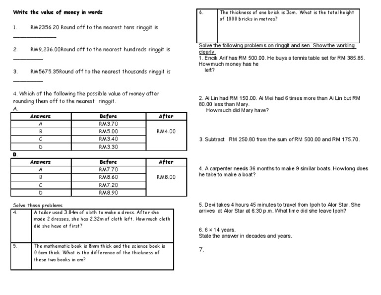 Money Rounding and Math Problems | PDF | Currency | Financial Markets
