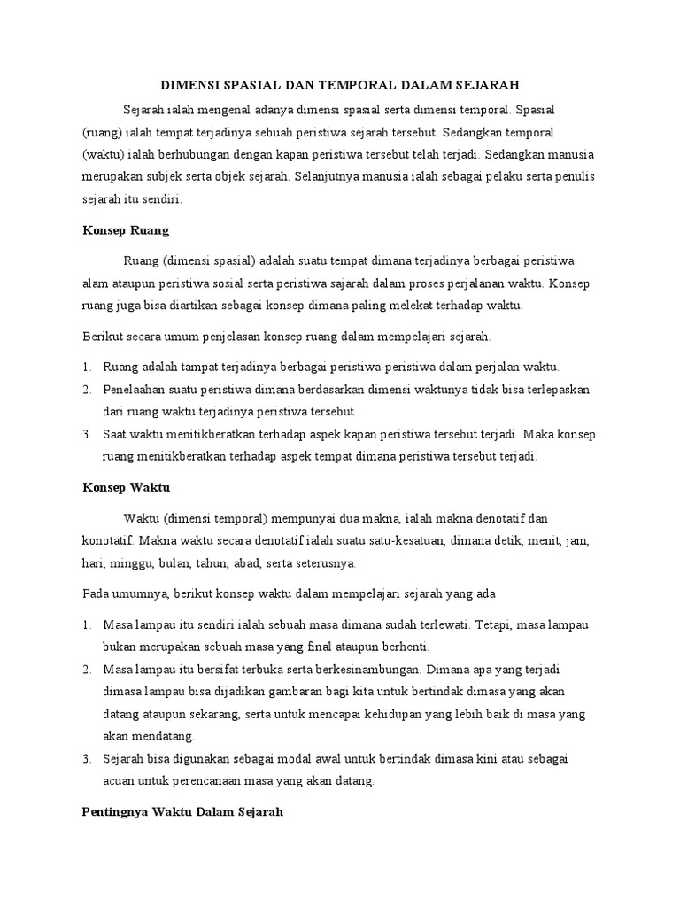 Dimensi Spasial dan Temporal Sejarah | PDF