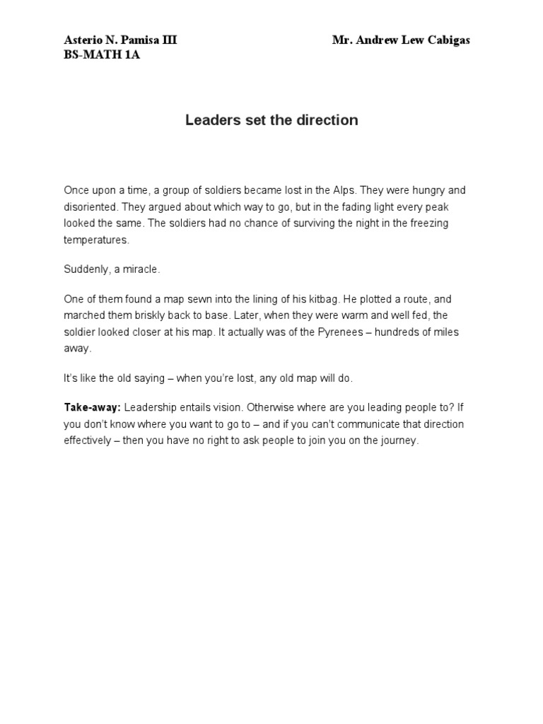 Leaders Set The Direction | PDF | Travel