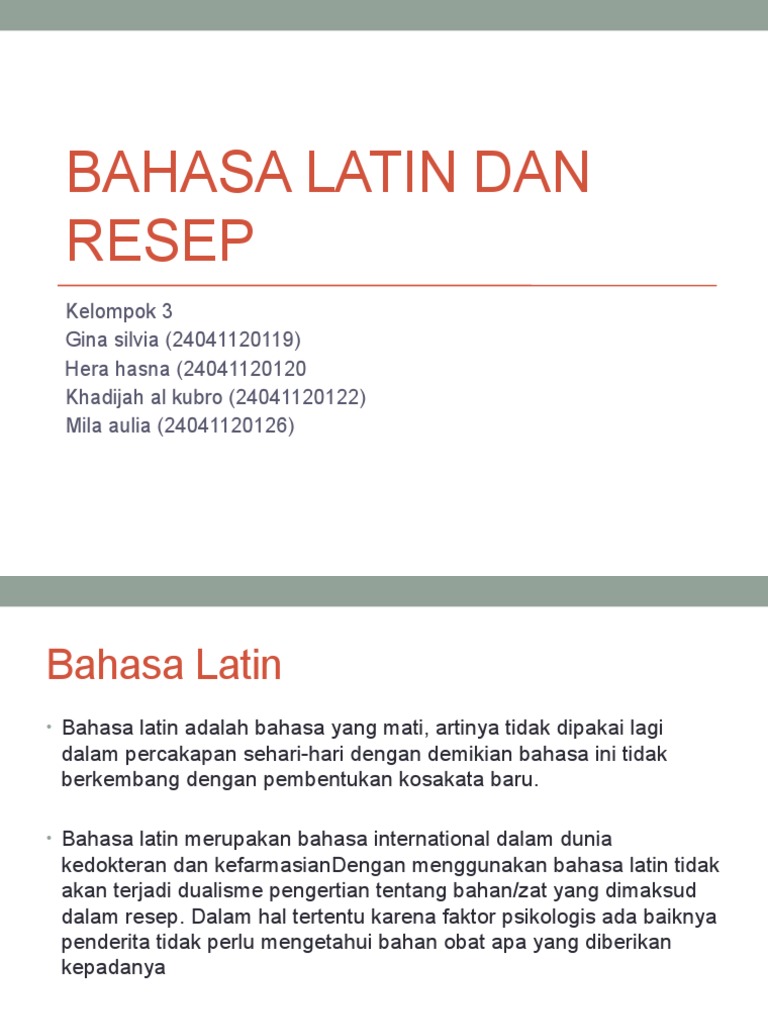 Bahasa Latin Dan Resep | PDF