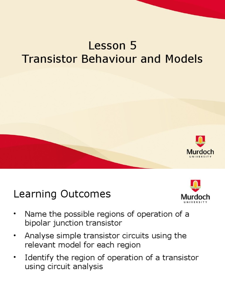 Lesson 5 - Transistor Behaviour and Models | PDF | Bipolar Junction ...