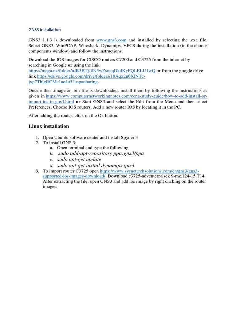 GNS3 Installation | PDF | Router (Computing) | Command Line Interface