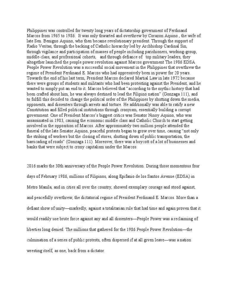 Philippines Was Controlled For Twenty Long Years of Dictatorship ...