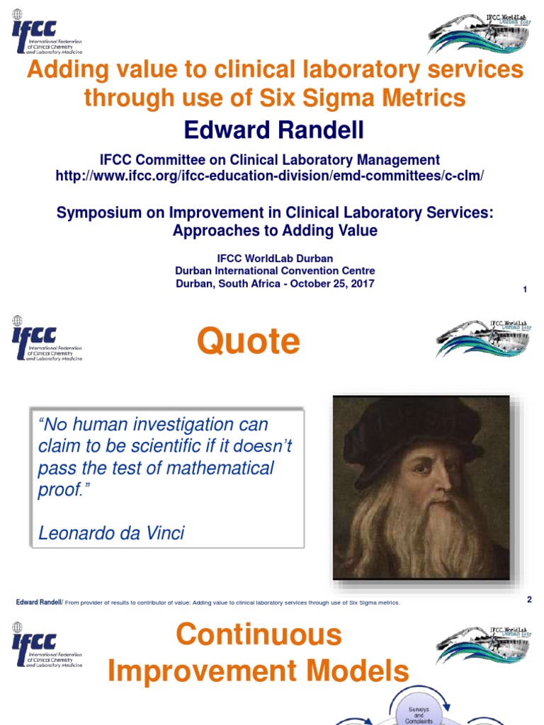 Ifcc CCLM Symposium Ed Randell Six Sigma | PDF | Six Sigma | Standard ...