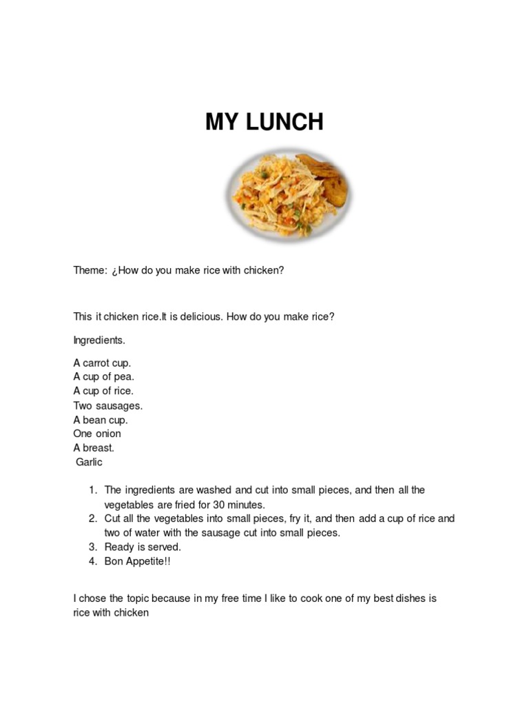 MY LUNCH Lina Marcela Naranjo Marquez | PDF | Cooking, Food & Wine ...
