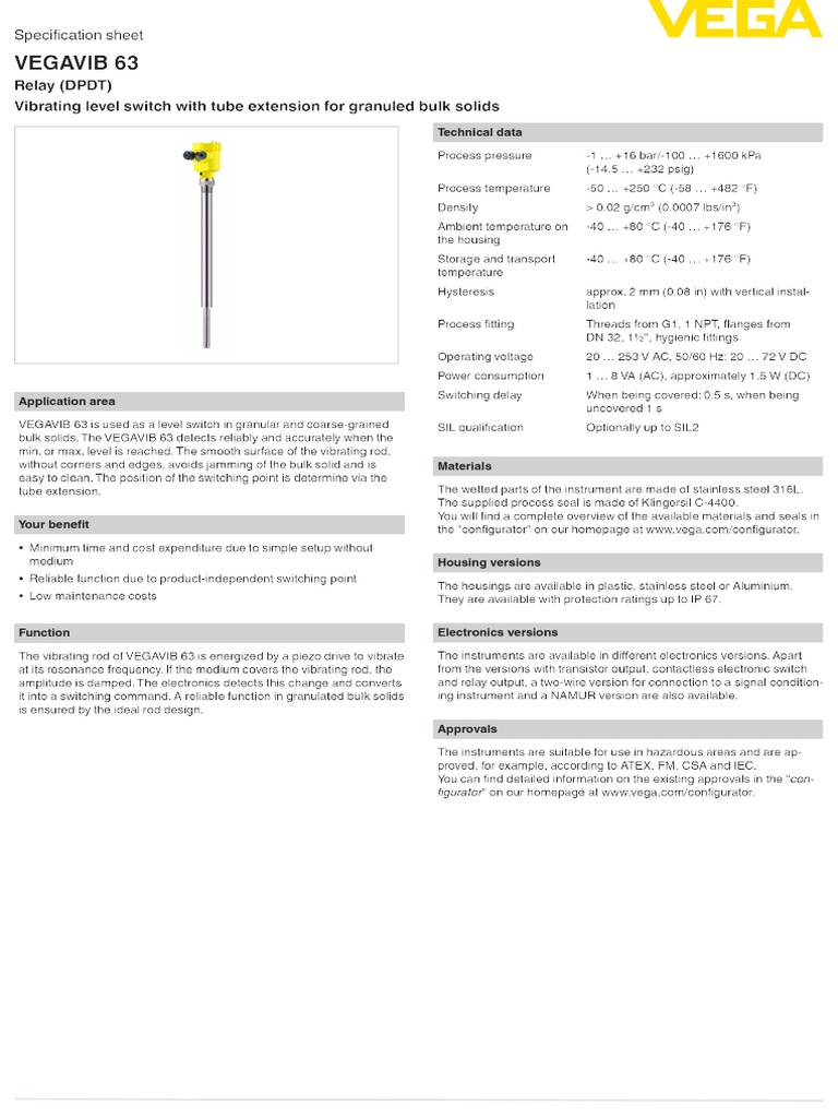 EN VEGAVIB 63 Relay (DPDT) 1 | PDF