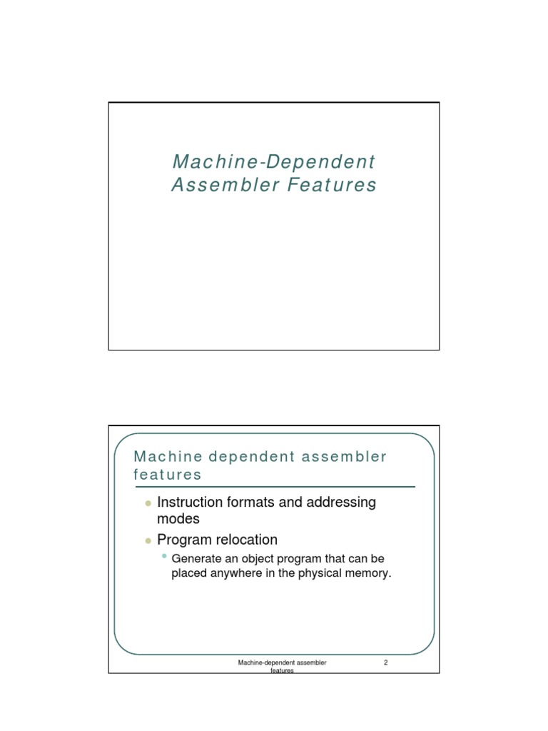 2.2Machine-Dependent Assembler Features | PDF | Assembly Language ...