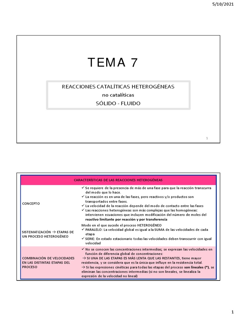 T7 Solido - Fluido | PDF | Cinética química | Catálisis