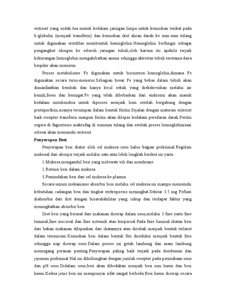 Proses Penyerapan dan Metabolisme Besi | PDF