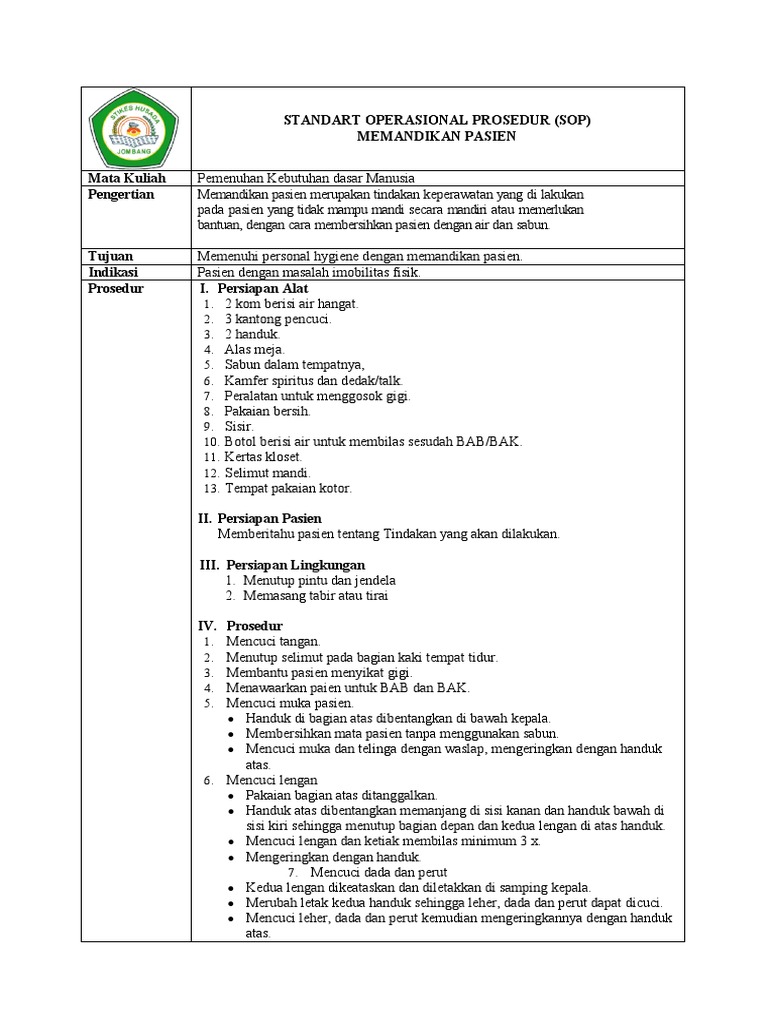 Sop Personal Hygiene | PDF