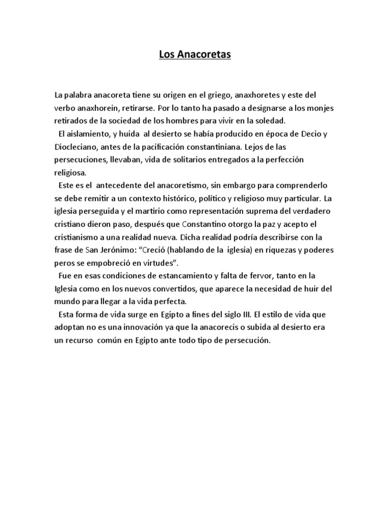 Los Anacoretas | PDF