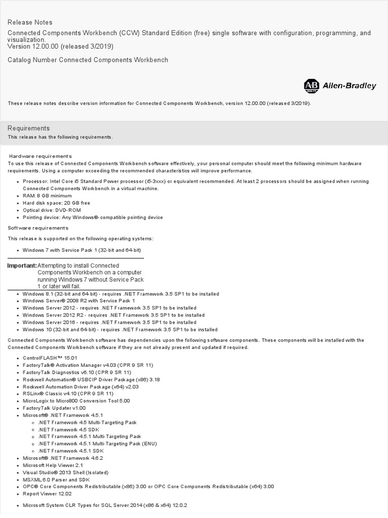 Connected Components Workbench - 12.00.00 (Released 3 - 2019) | PDF ...