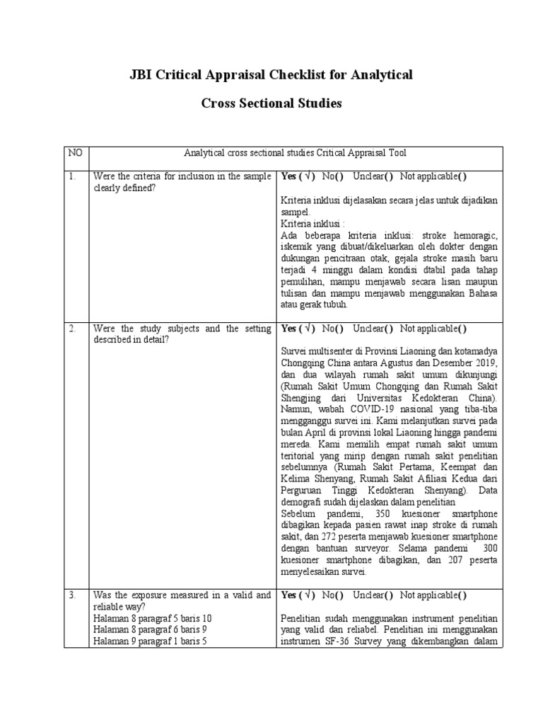 JBI Critical Appraisal | PDF
