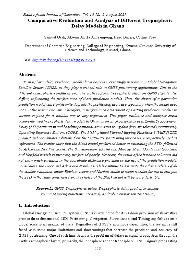 Comparative Evaluation and Analysis of Different Tropospheric Delay ...