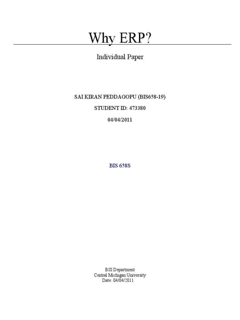 Why ERP Paper | PDF | Enterprise Resource Planning | System