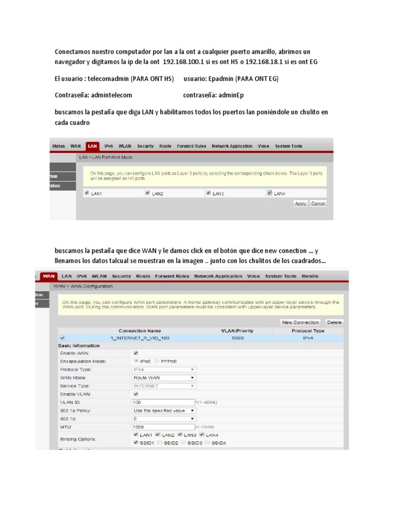 Manual Configuracion Ont | PDF