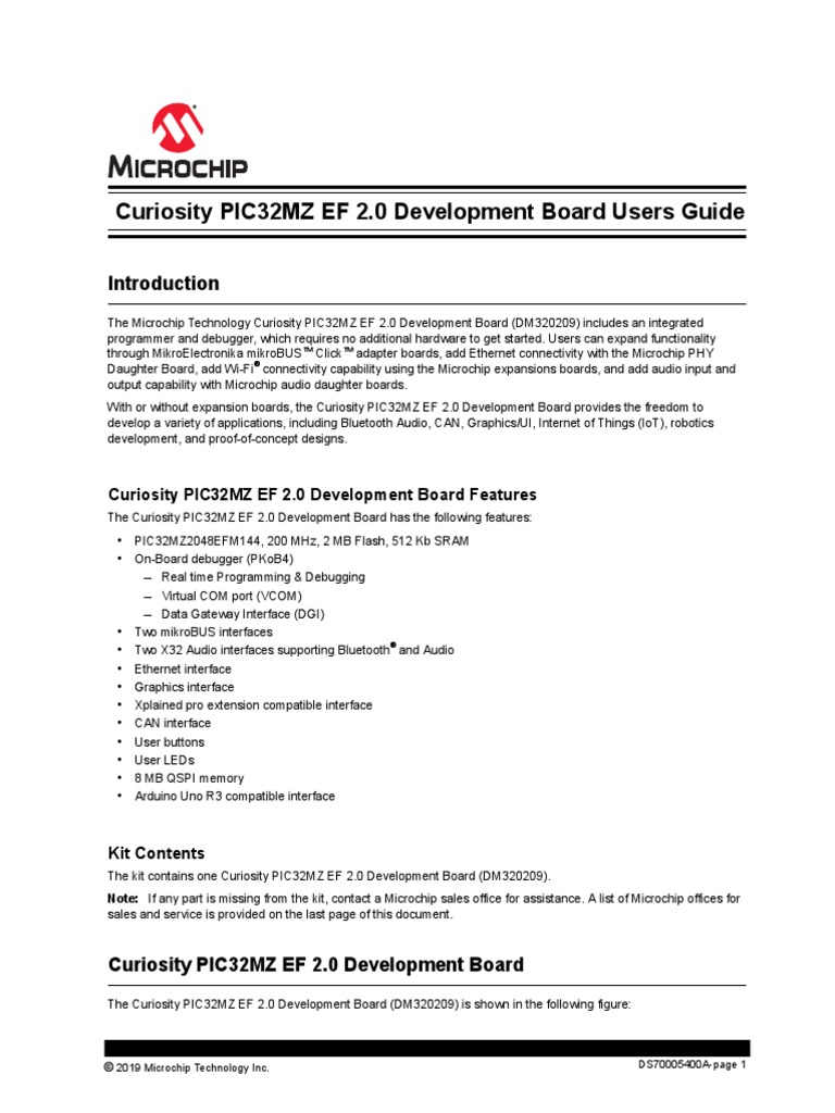 Curiosity PIC32MZ EF 2.0 Development Board Features | PDF | Telecommunications | Information And ...
