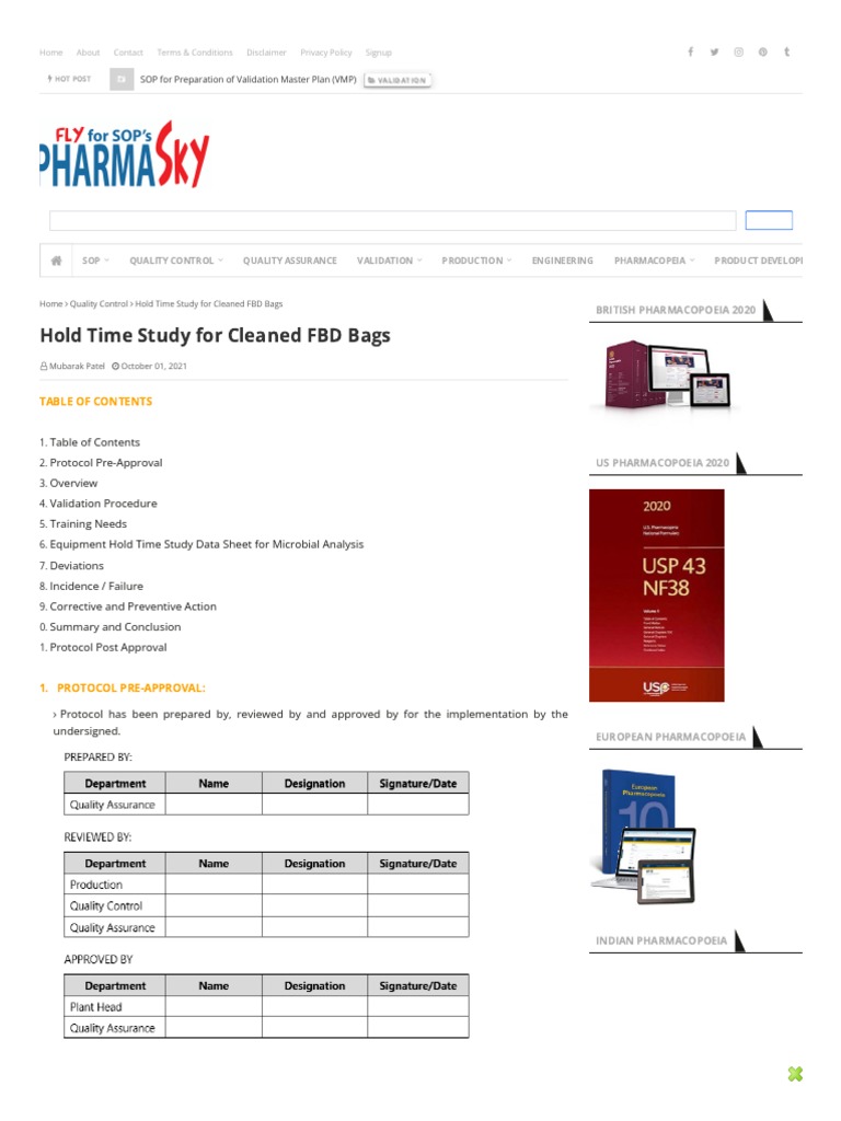 Hold Time Study For Cleaned FBD Bags | PDF | High Performance Liquid ...