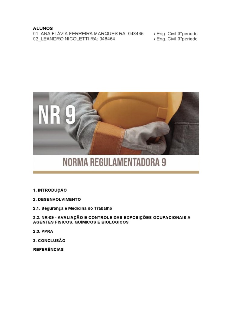 NR-09 PPRA avaliação riscos ambientais | PDF | Remédio | Ambiente natural