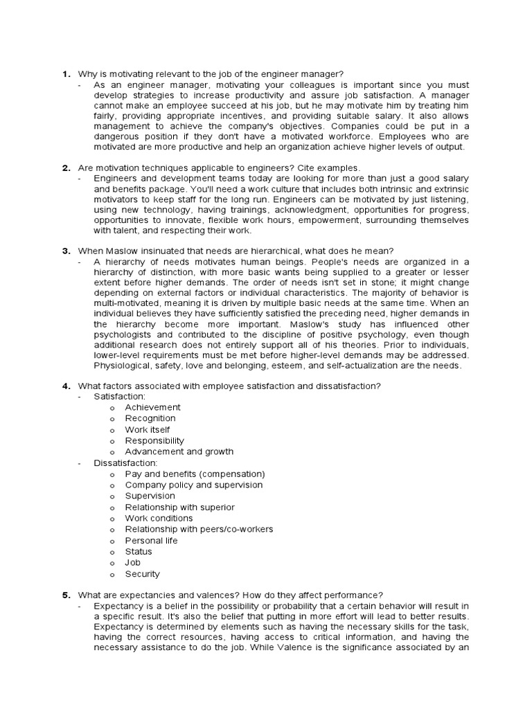 Engineering Management 2 | PDF | Motivational | Motivation