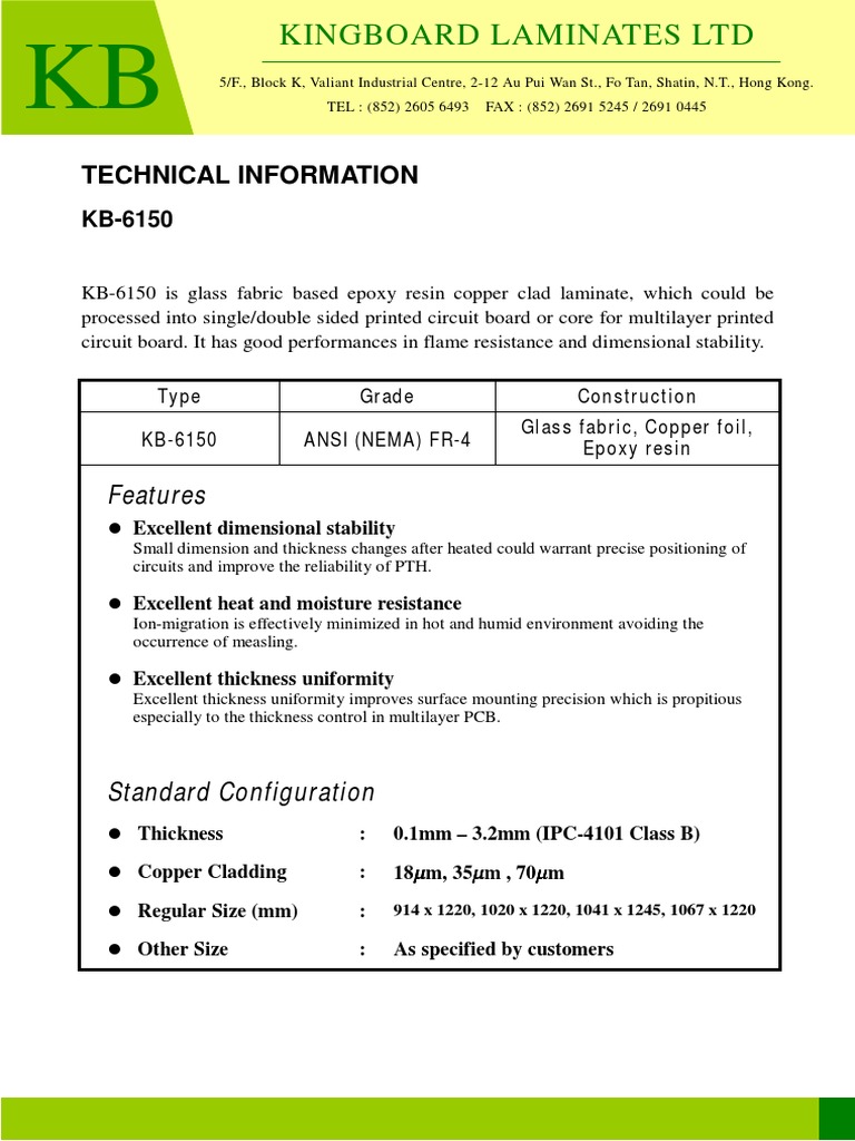 Láminas FR4 Doble Faz - KB-6150 | PDF | Printed Circuit Board | Building Engineering