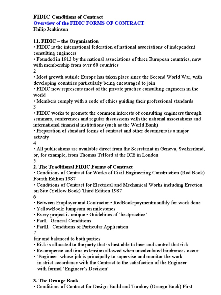 FIDIC Conditions of Contract | PDF | Employment | Construction Bidding