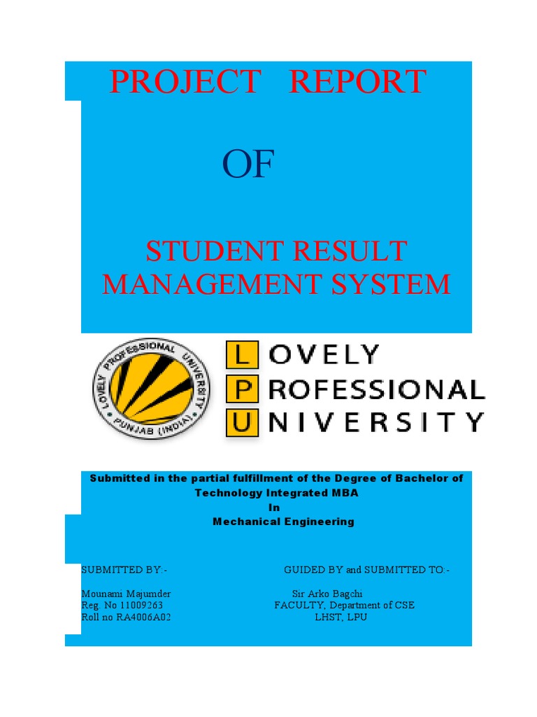 Project Report: Student Result Management System | Download Free PDF ...