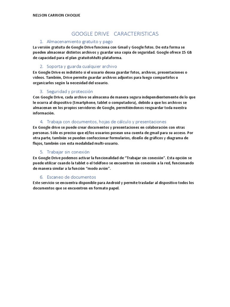 Google Drive Caracteristicas | PDF