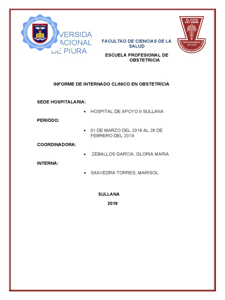 INFORME DE INTERNADO - TEORIA Marisol | PDF | Hospital | Partería