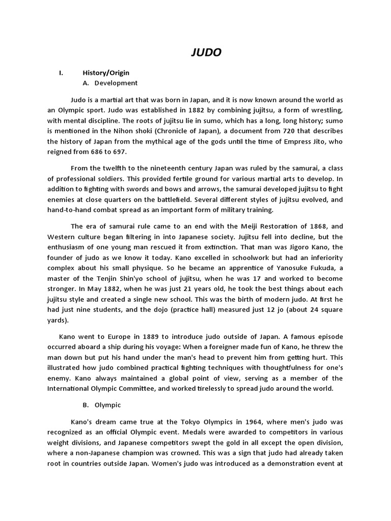 JUDO | PDF | Judo | Jujutsu