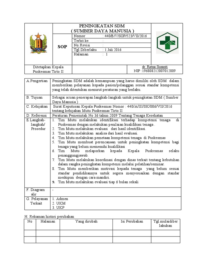 Sop Peningkatan SDM | PDF