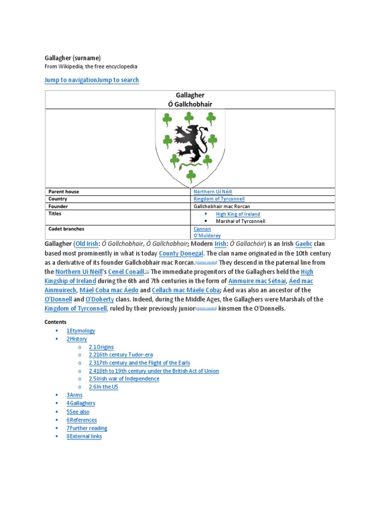 Jump To Navigationjump To Search: Gallagher (Surname) | PDF | Ireland ...
