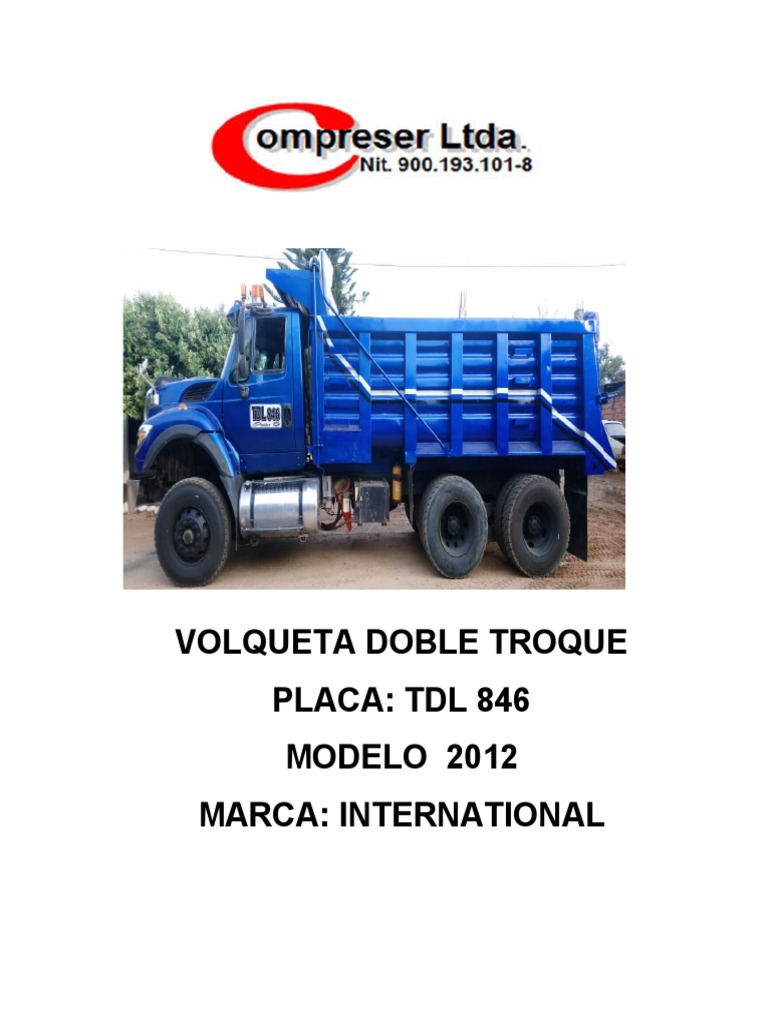 Hoja Guia Volqueta Doble Troque | PDF