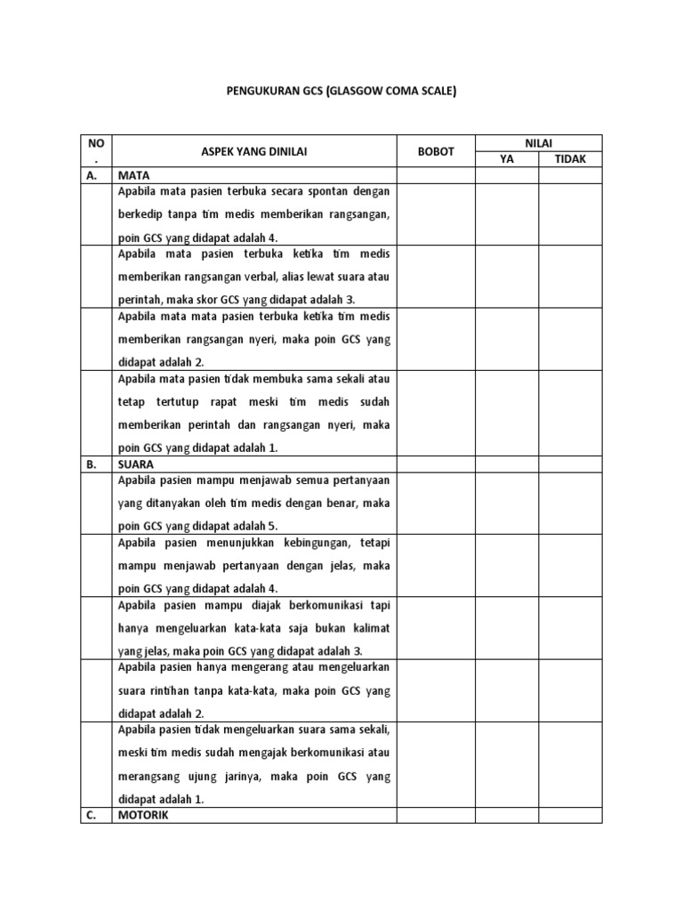 Pengukuran GCS | PDF