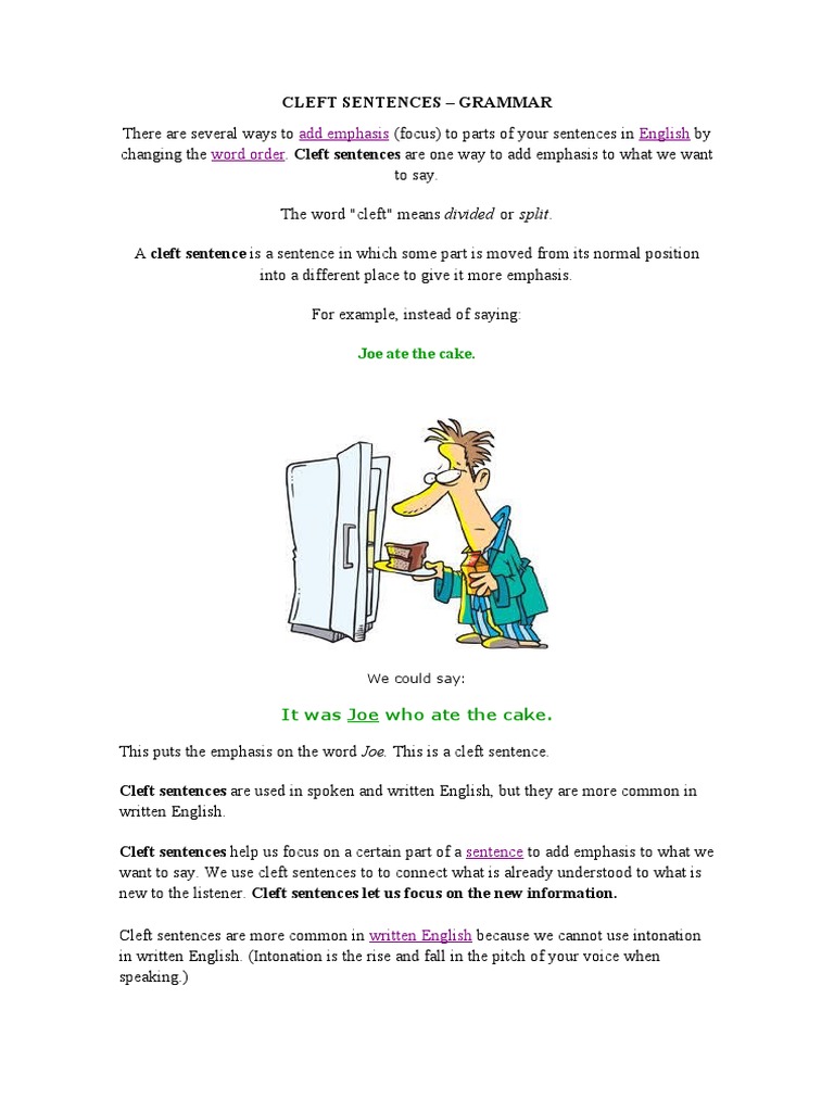 Cleft Sentences-Grammar | PDF | Sentence (Linguistics) | Clause