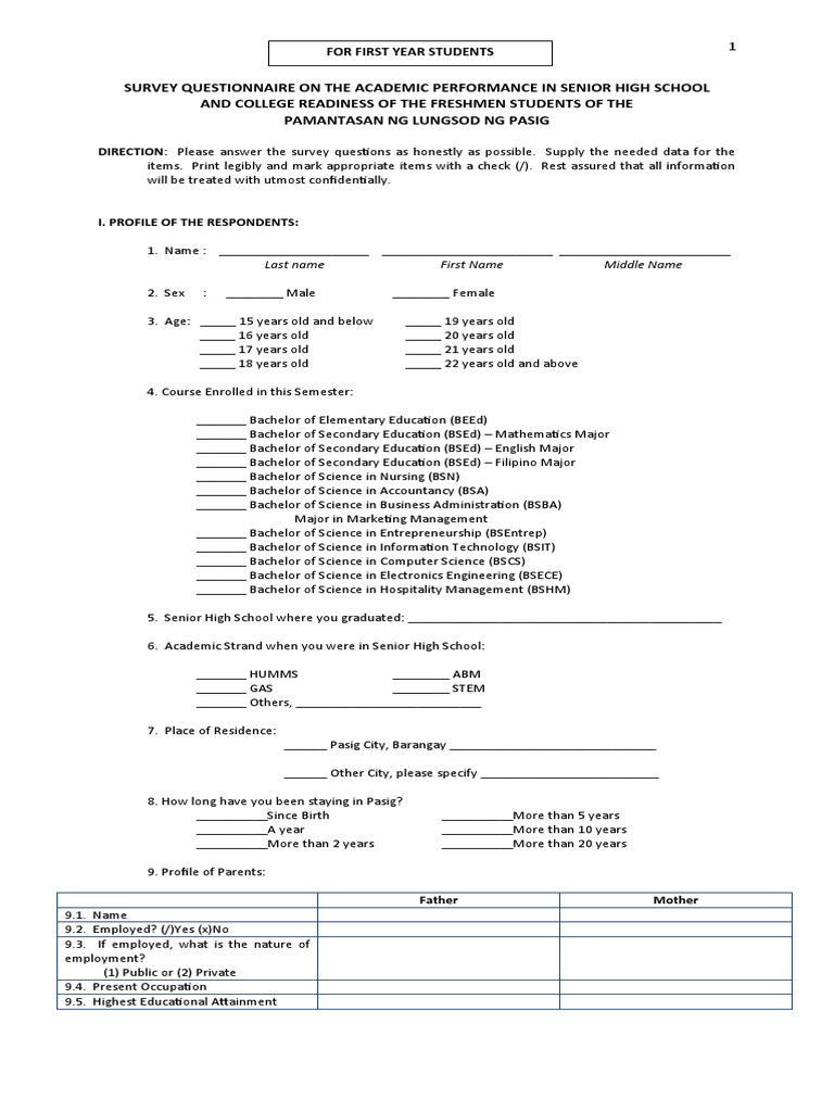 College Readiness Survey for Freshmen | PDF | Teachers | Curriculum